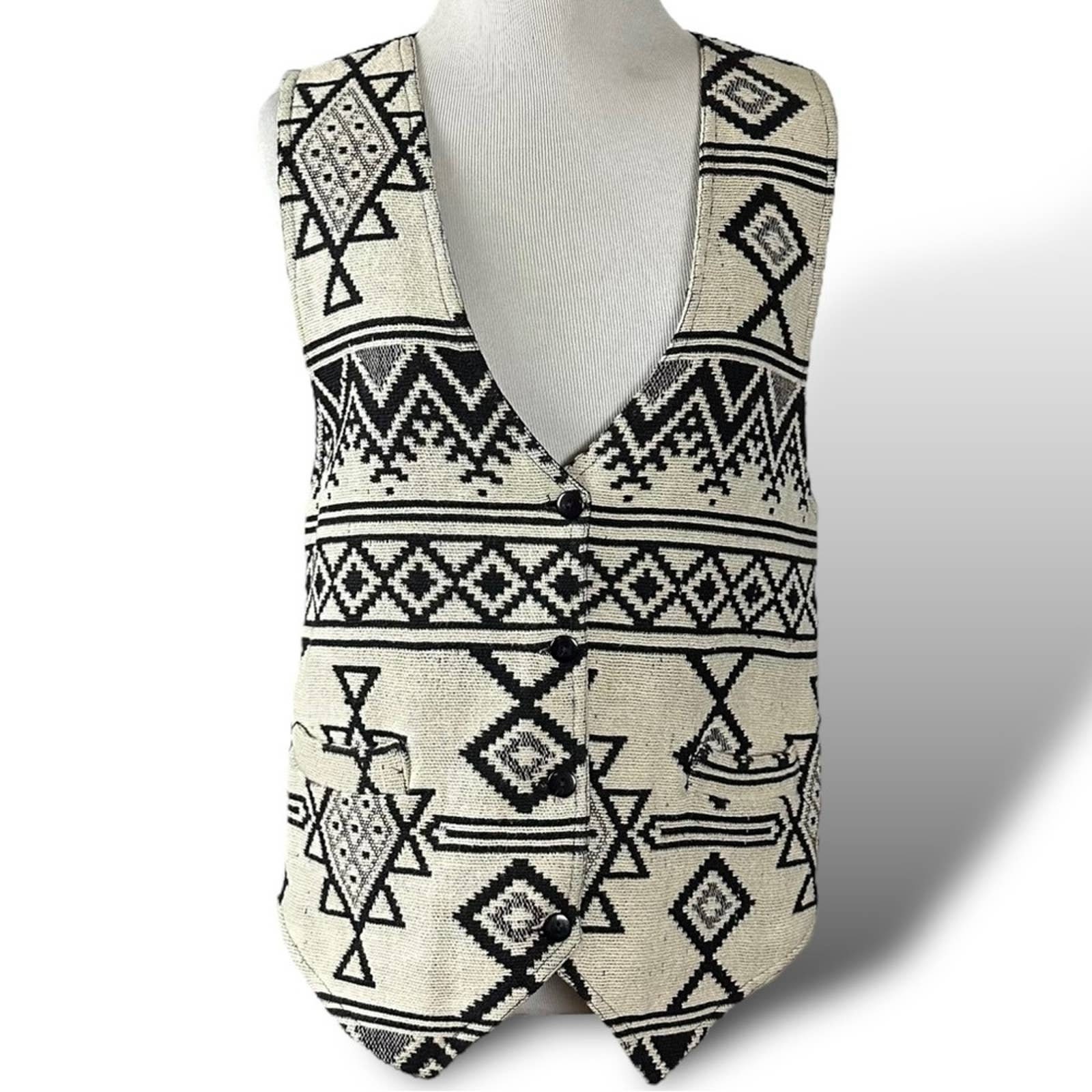 Vintage 80s Aztec Southwestern Vest Waist Coat Jonathan Martin Small ...