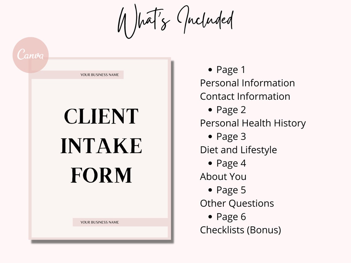 Coaching Intake Form, Client Intake Form for Life Coach, Coaching ...