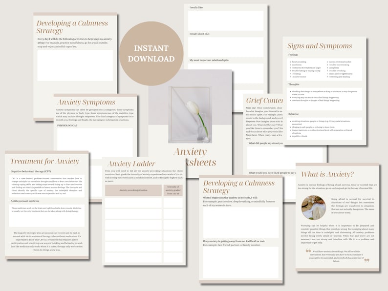 Anxiety Therapy Worksheets, Anxiety Journal, Therapy Worksheet, CBT ...