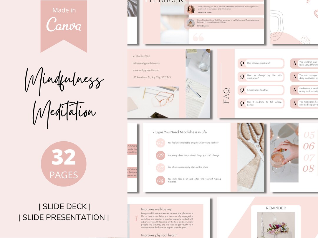 Mindfulness Meditation Slide Presentation, Webinar Slide Template, Done ...