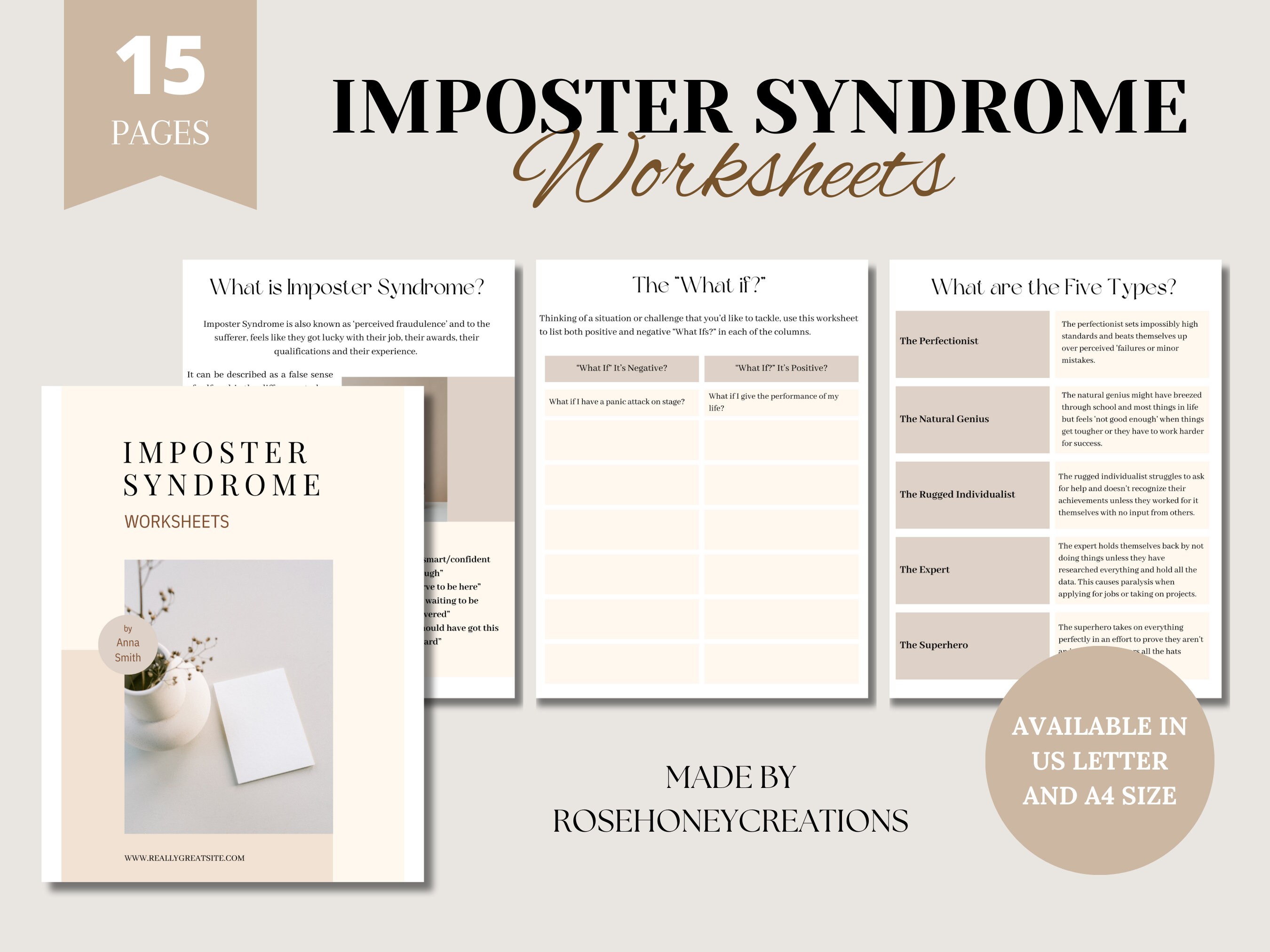 Imposter Syndrome Cycle Worksheets, Therapy Worksheet, CBT Worksheets ...