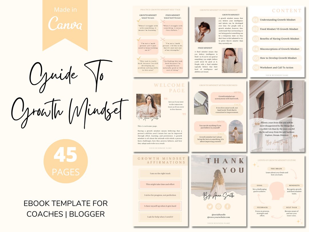 Growth Mindset Coach Workbook, Done for You Growth Mindset, Guide to ...