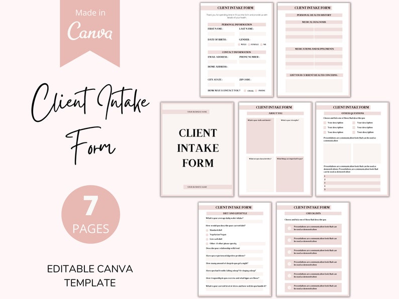 Coaching Intake Form, Client Intake Form for Life Coach, Coaching ...