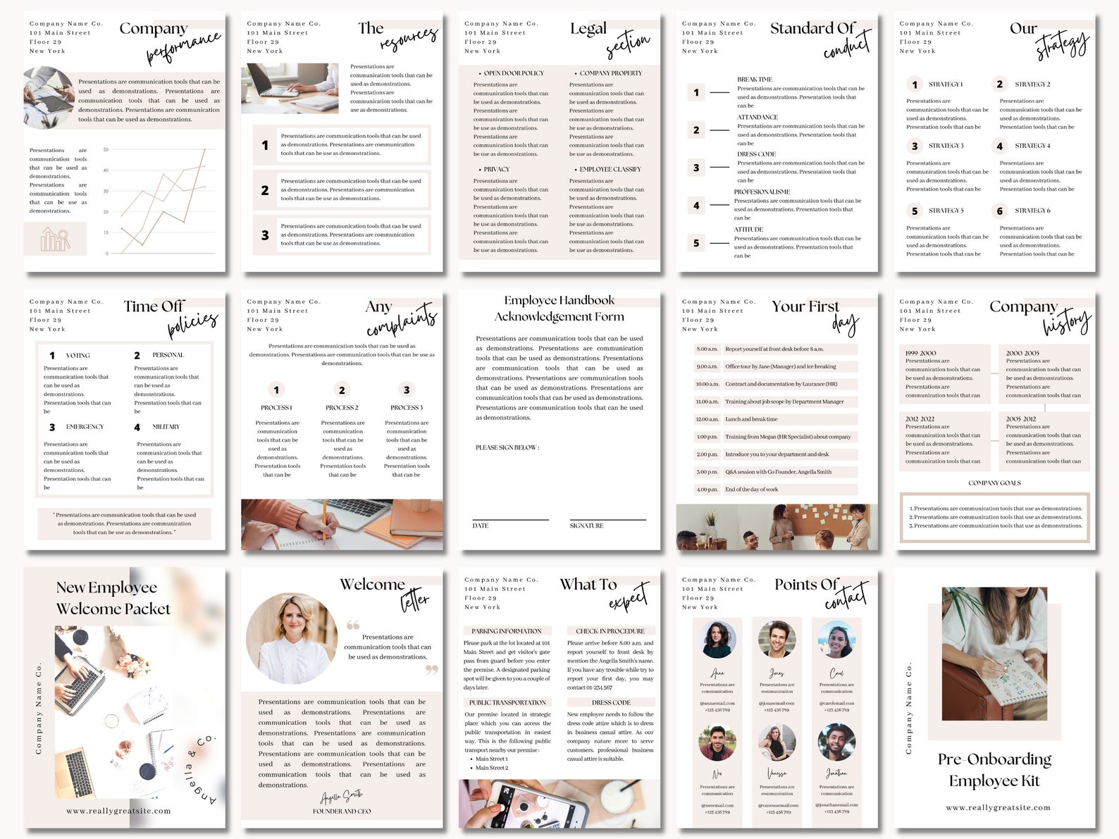 New Hire Welcome Packet, Employee Onboarding Guide, HR Manual Template ...