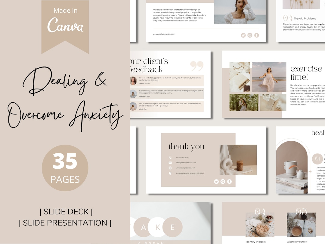 Overcome Anxiety Slide Presentation, Webinar Online Course Template ...