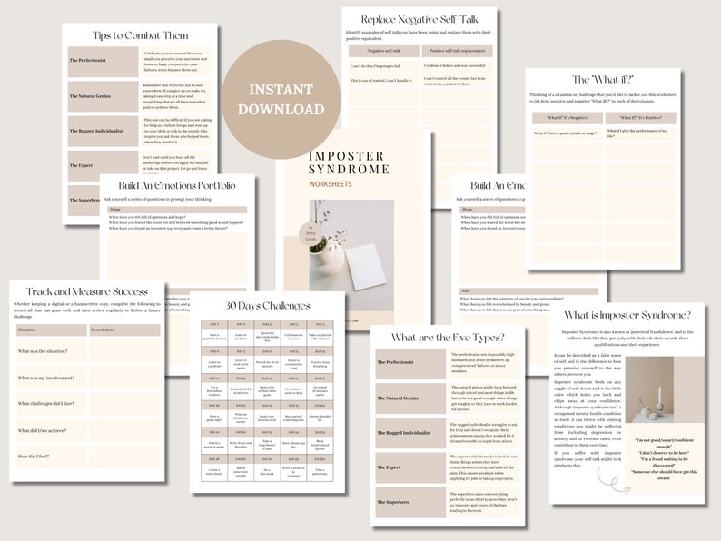 Imposter Syndrome Cycle Worksheets, Therapy Worksheet, CBT Worksheets ...