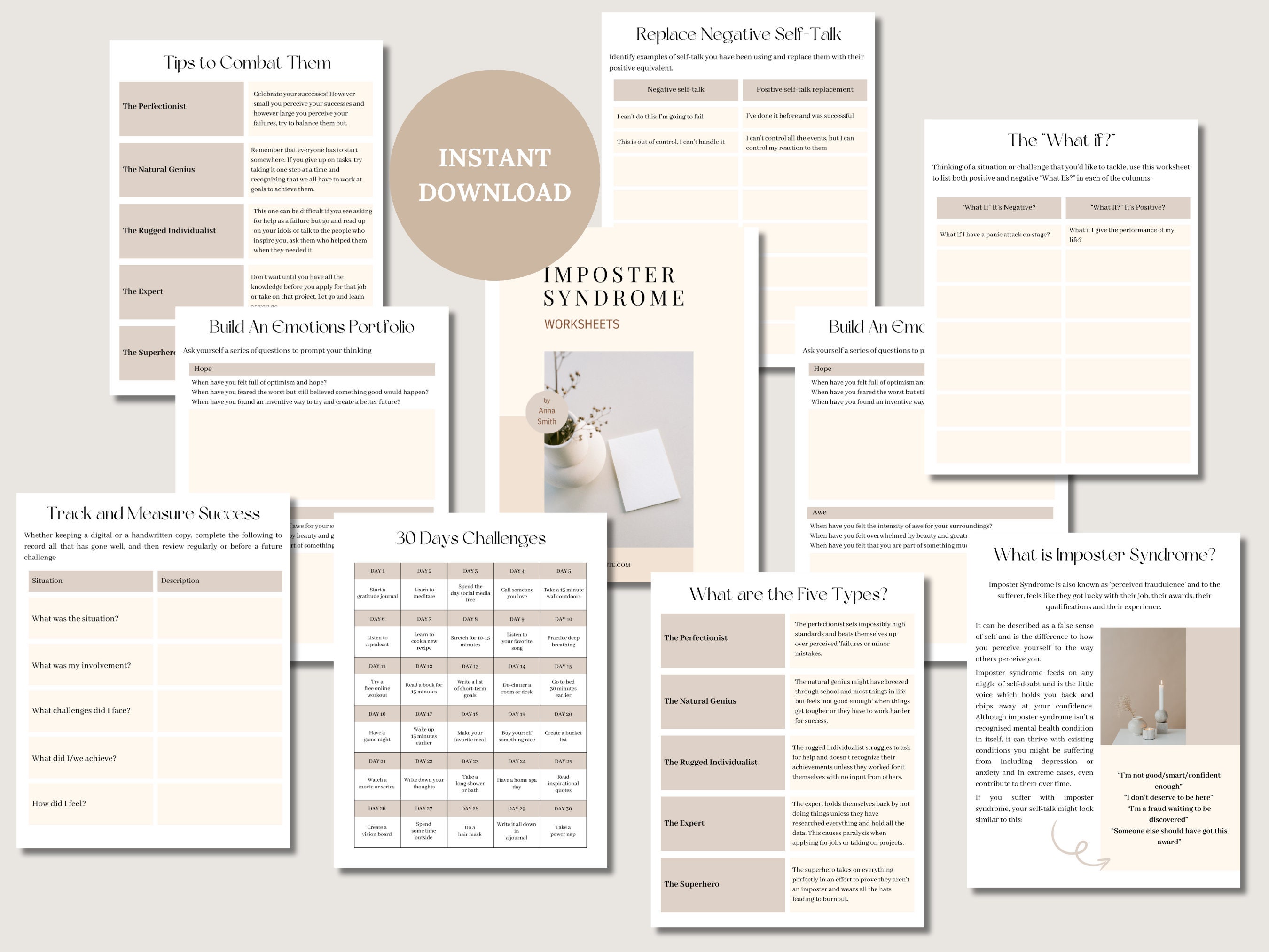 Imposter Syndrome Cycle Worksheets, Therapy Worksheet, CBT Worksheets ...
