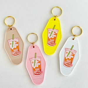 Retro Motel Keychain Iced Coffee Princess Keychains Vintage Style ...