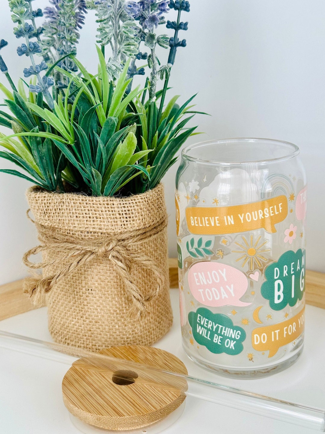 Daily Affirmations Glass Cup Cup of Positivity Positive - Etsy