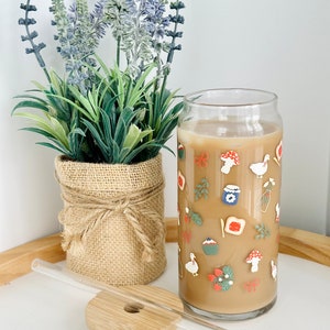 Cottage Core Glass Cup| Coquette Glass Tumbler| Cottagecore Aesthetic ...