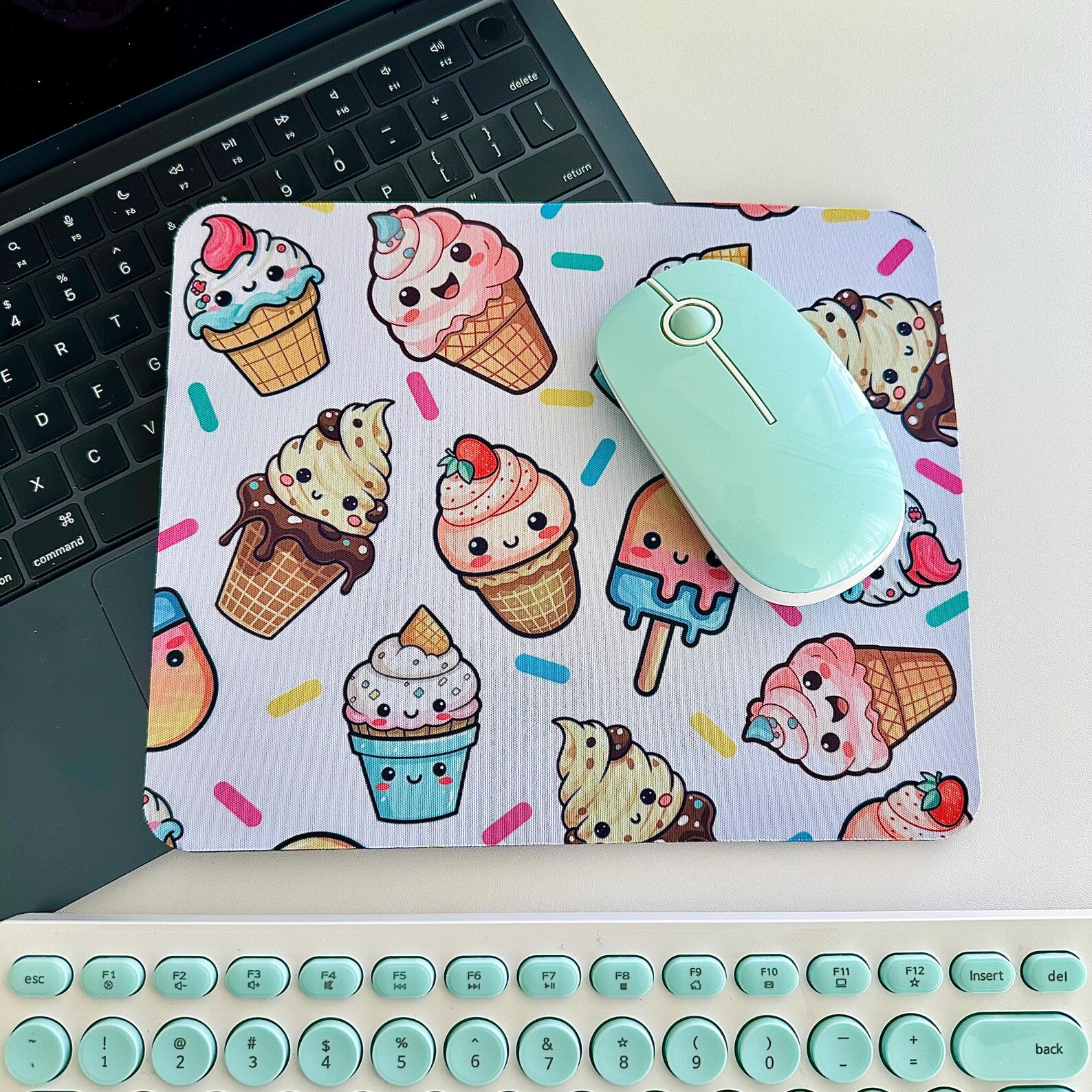 Kawaii Ice Creams Mouse Pad| Cute Treats Neoprene Mousepads| Office ...