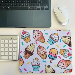 Kawaii Ice Creams Mouse Pad| Cute Treats Neoprene Mousepads| Office ...