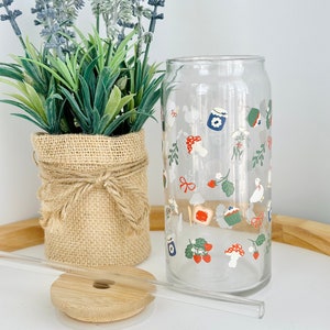 Cottage Core Glass Cup| Coquette Glass Tumbler| Cottagecore Aesthetic ...