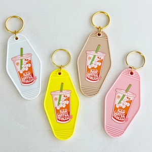 Retro Motel Keychain| Iced Coffee Princess Keychains| Vintage Style ...