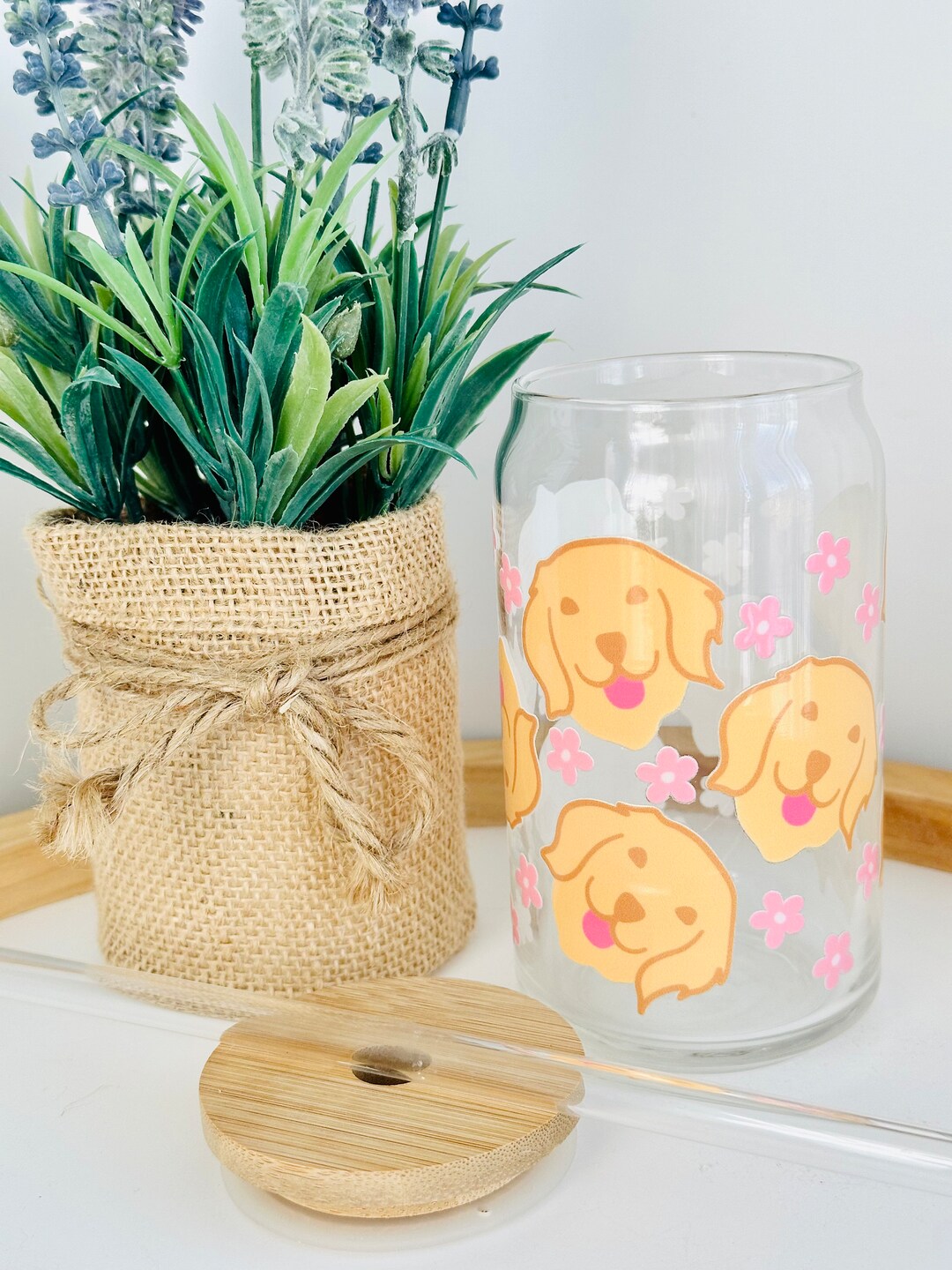 Golden Retriever Glass Can| Cute Dogs Cup| Dog Lover Soda Can Glass ...