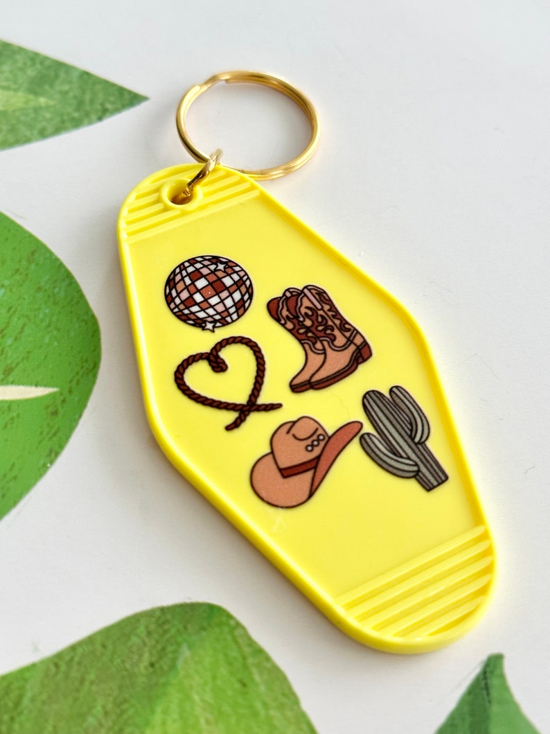 Retro Motel Keychain: Disco Cowboy, Western Cowgirl Vibes - Etsy