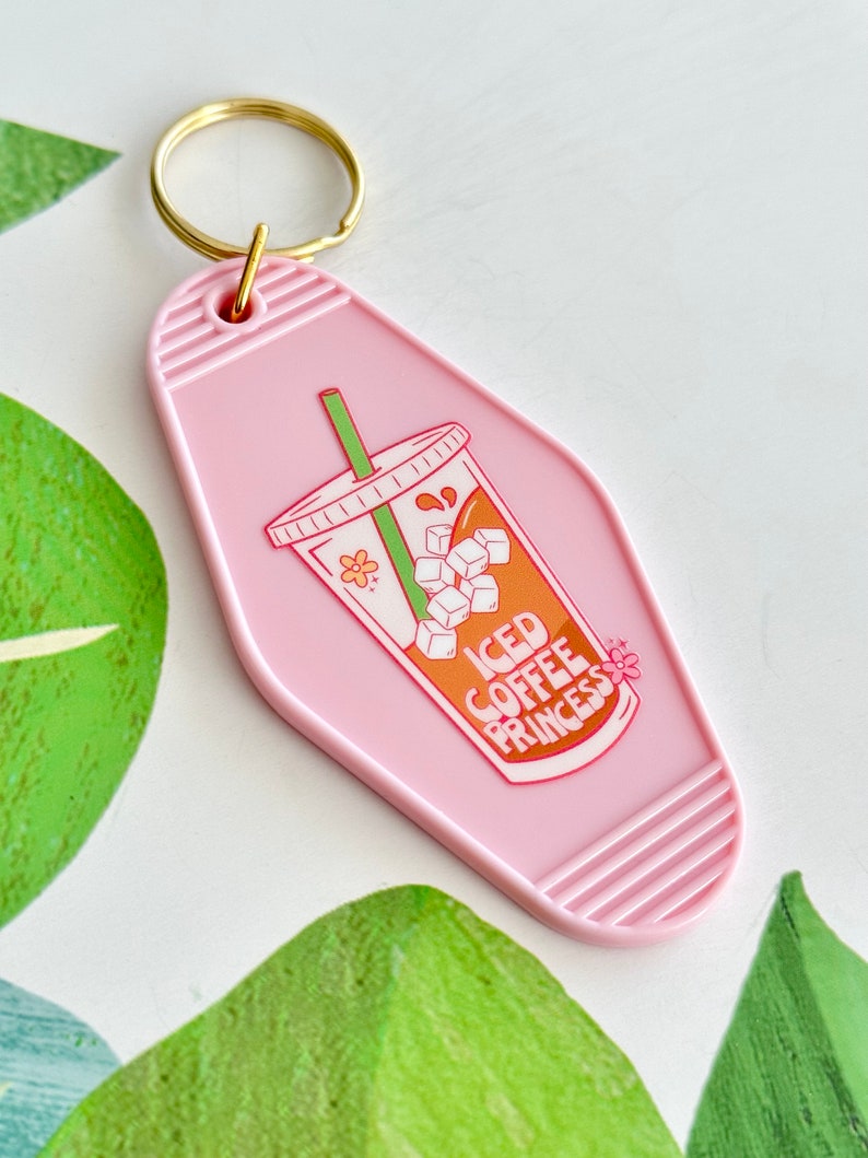 Retro Motel Keychain| Iced Coffee Princess Keychains| Vintage Style ...