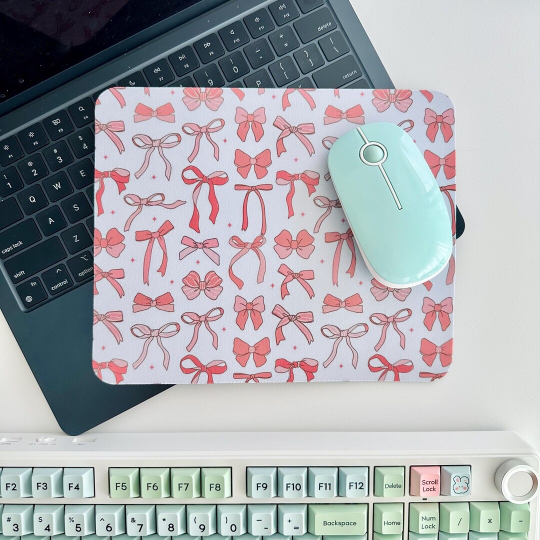 Pink Bows Mouse Pad: Coquette Desk Decor - Girly Computer Accessory - Etsy