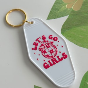 Let's Go Girls Motel Keychain| Pink Cowgirl Hat Keychain| Bachelorette ...