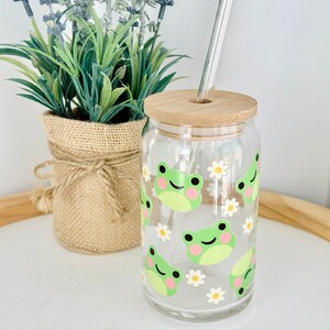 Cute Frogs Beer Can Glass| Froggy & Flowers Iced Coffee Glass| Cute ...