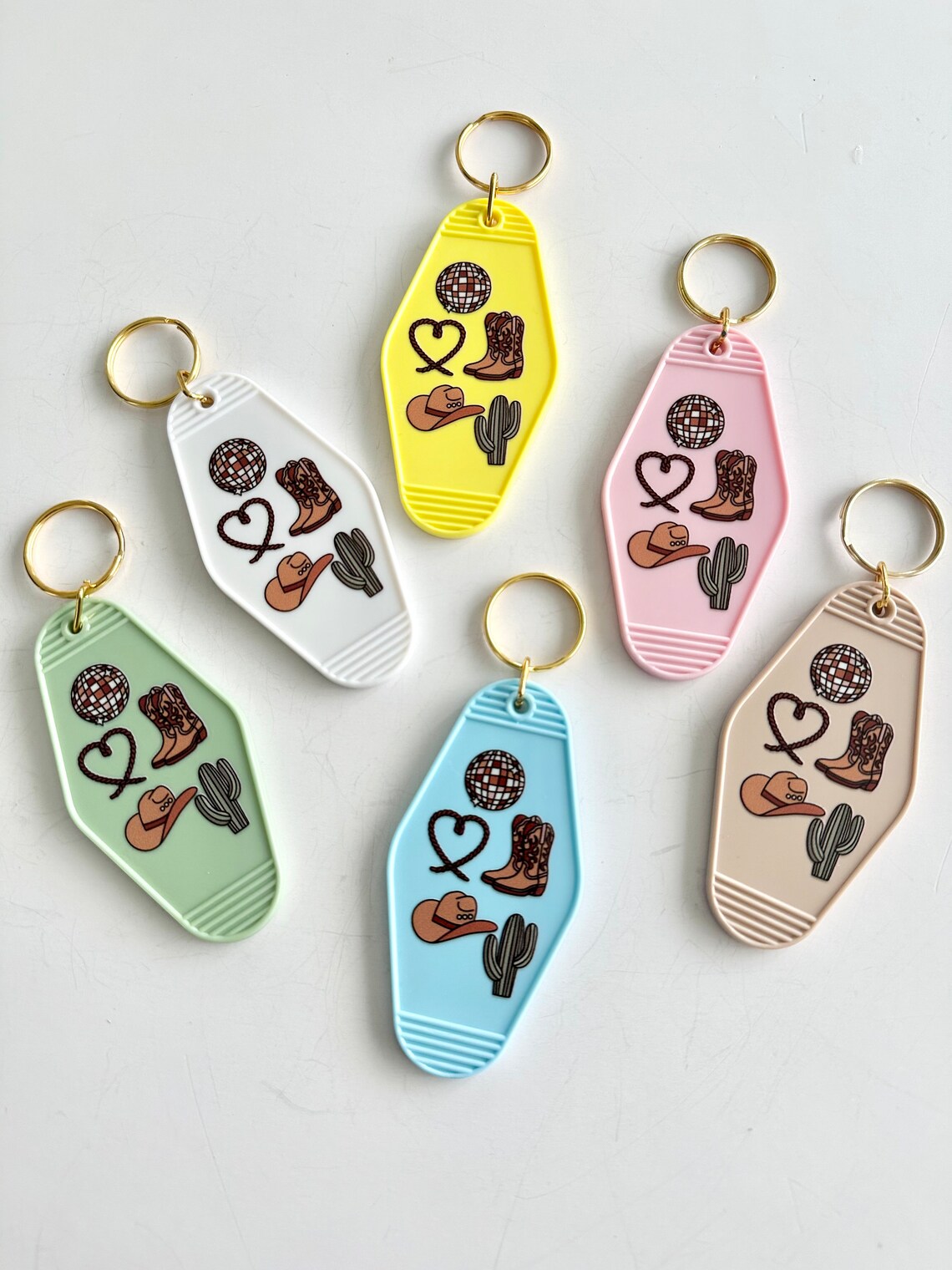 Retro Motel Keychain: Disco Cowboy, Western Cowgirl Vibes - Etsy