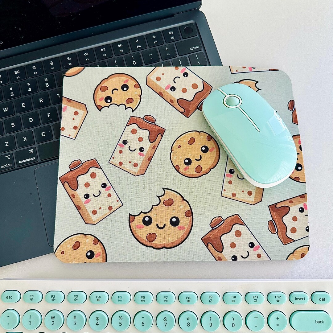 Kawaii Chocolate Milk & Cookies Mouse Pad: Neoprene Desk Decor - Etsy