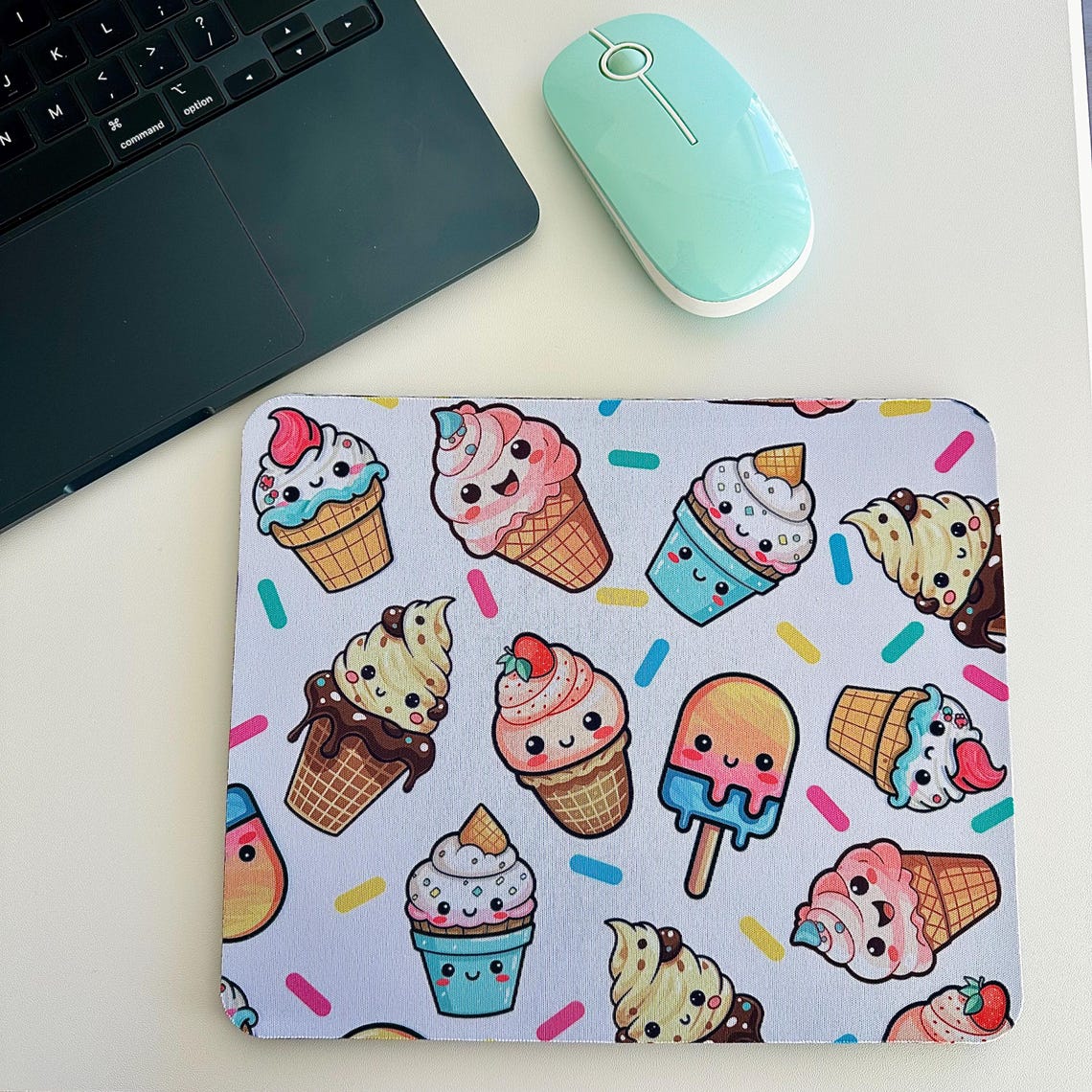 Kawaii Ice Creams Mouse Pad| Cute Treats Neoprene Mousepads| Office ...