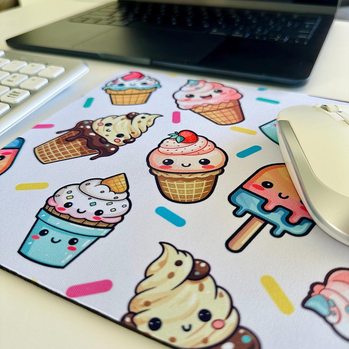 Kawaii Ice Creams Mouse Pad| Cute Treats Neoprene Mousepads| Office ...