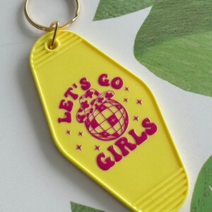 Let's Go Girls Motel Keychain| Pink Cowgirl Hat Keychain| Bachelorette ...