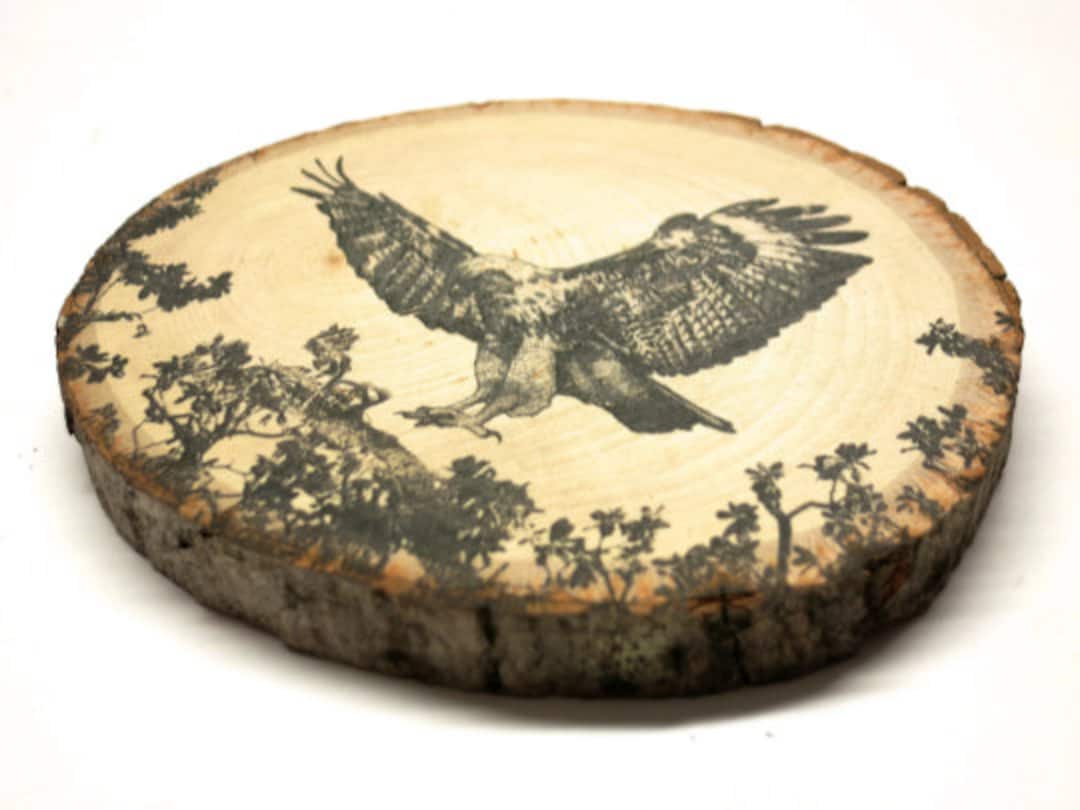 Wood Stump Decor Ink Transfer of Wild Animal - Etsy