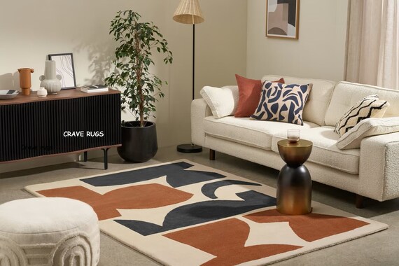 Swoosh Tufted Pile Rug Contemporary Geometric Landscape Hand - Etsy