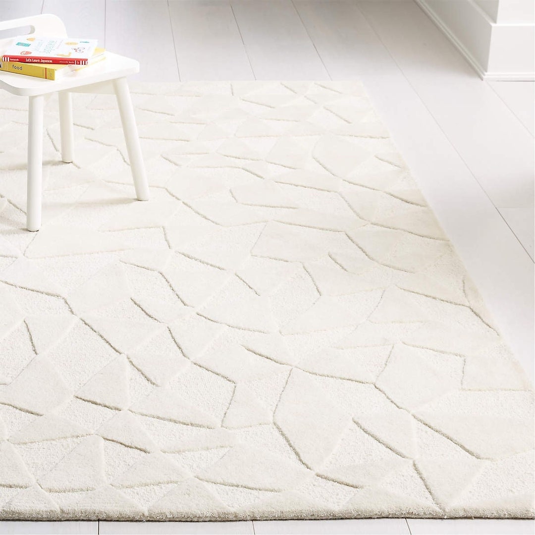 White/grey Hand Tufted Area Rug High Low Carpet 100% Woolen - Etsy