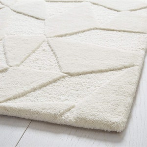 White/grey Hand Tufted Area Rug High Low Carpet 100% Woolen - Etsy