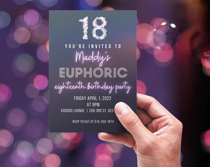 Euphoria 18 Birthday Invitation - Etsy