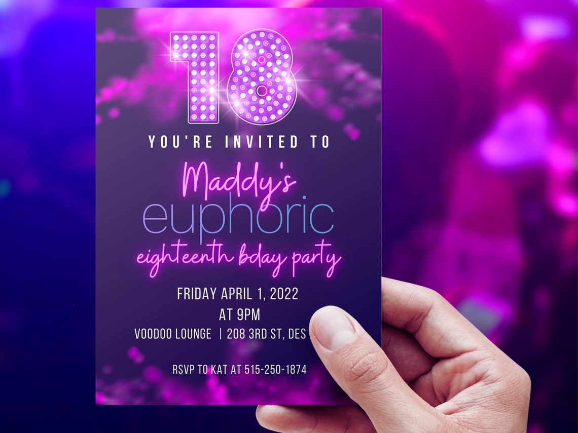 Euphoria 18 Birthday Invite - Etsy