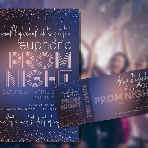 Editable Senior Prom Invitation and Ticket Templates Starry - Etsy