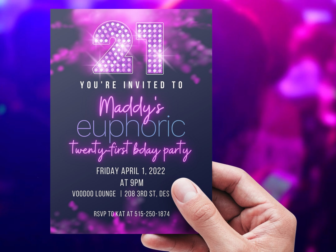 Euphoria 21 Birthday Party Invitation - Etsy