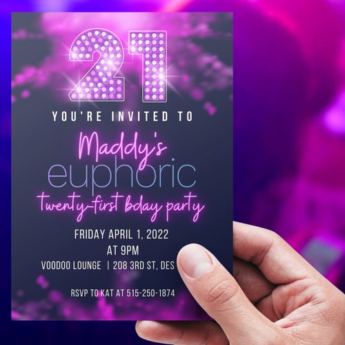 Euphoria 21 Birthday Party Invitation - Etsy