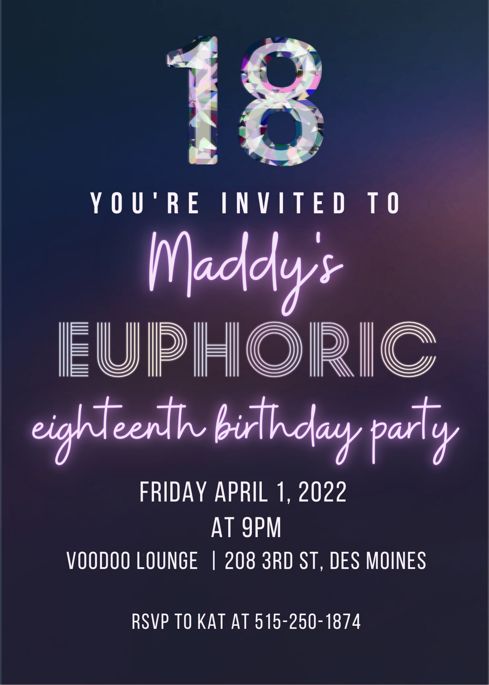 Euphoria 18 Birthday Invitation - Etsy