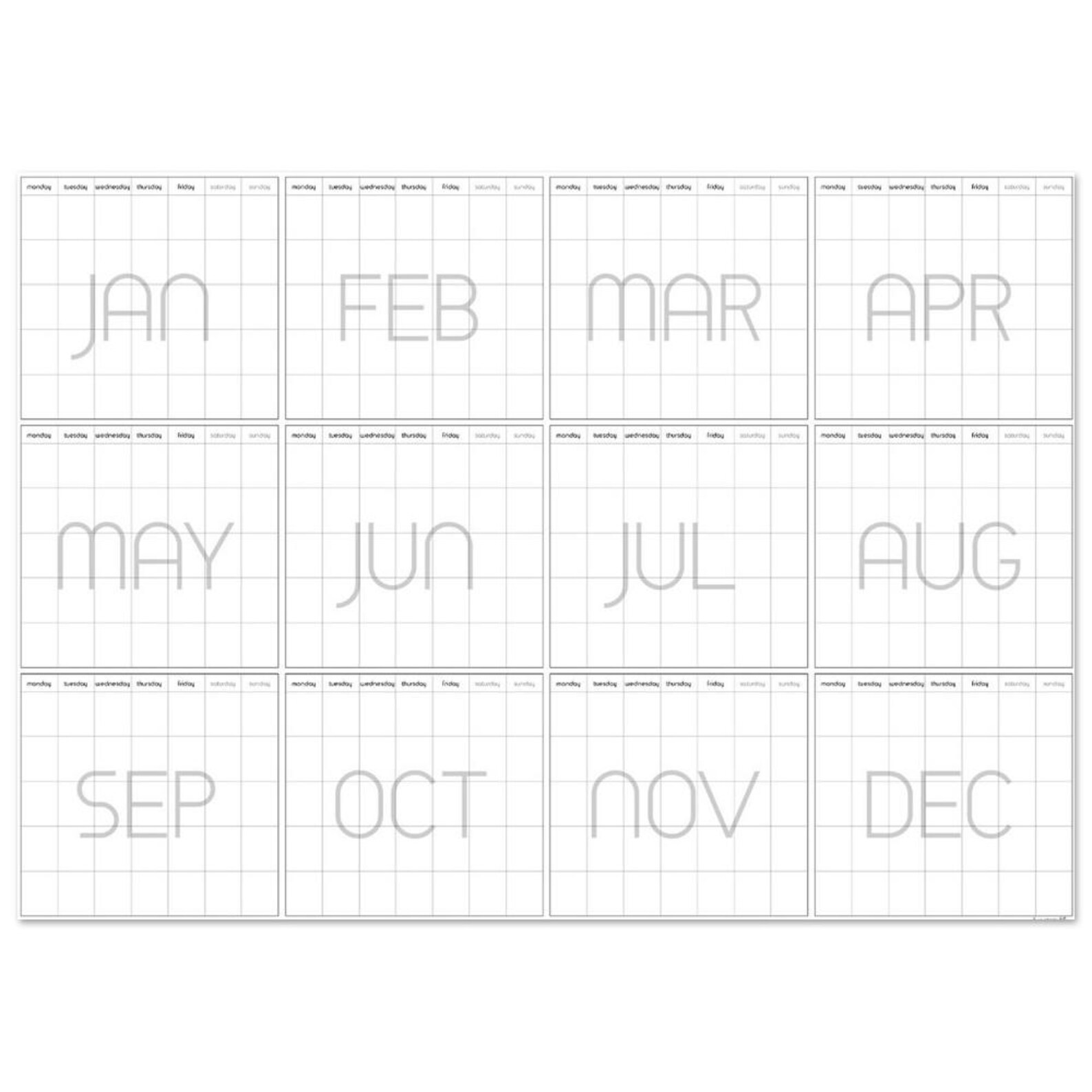 Giant One Page Calendar, A0 Paper Wall Planner, Annual Project Plan ...