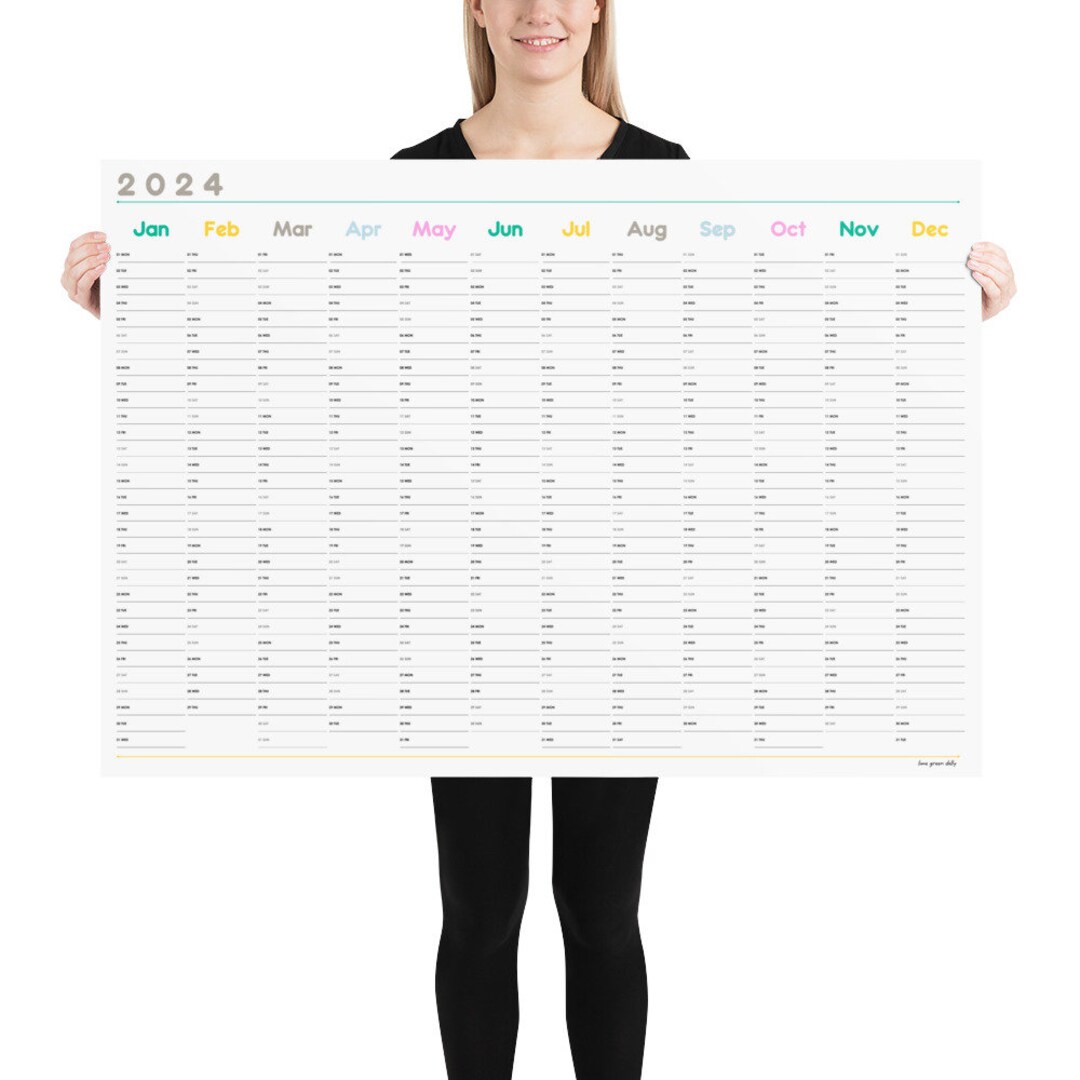 2024 Pastel and Black Wall Planner, A0 Year Planner, A1 Wall Calendar ...