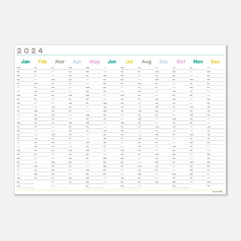 2024 Pastel and Black Wall Planner, A0 Year Planner, A1 Wall Calendar ...