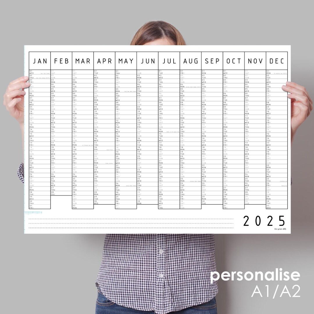 Personalised Wall Planner 2025, Minimal 2025 Wall Calendar, A1 Wall ...