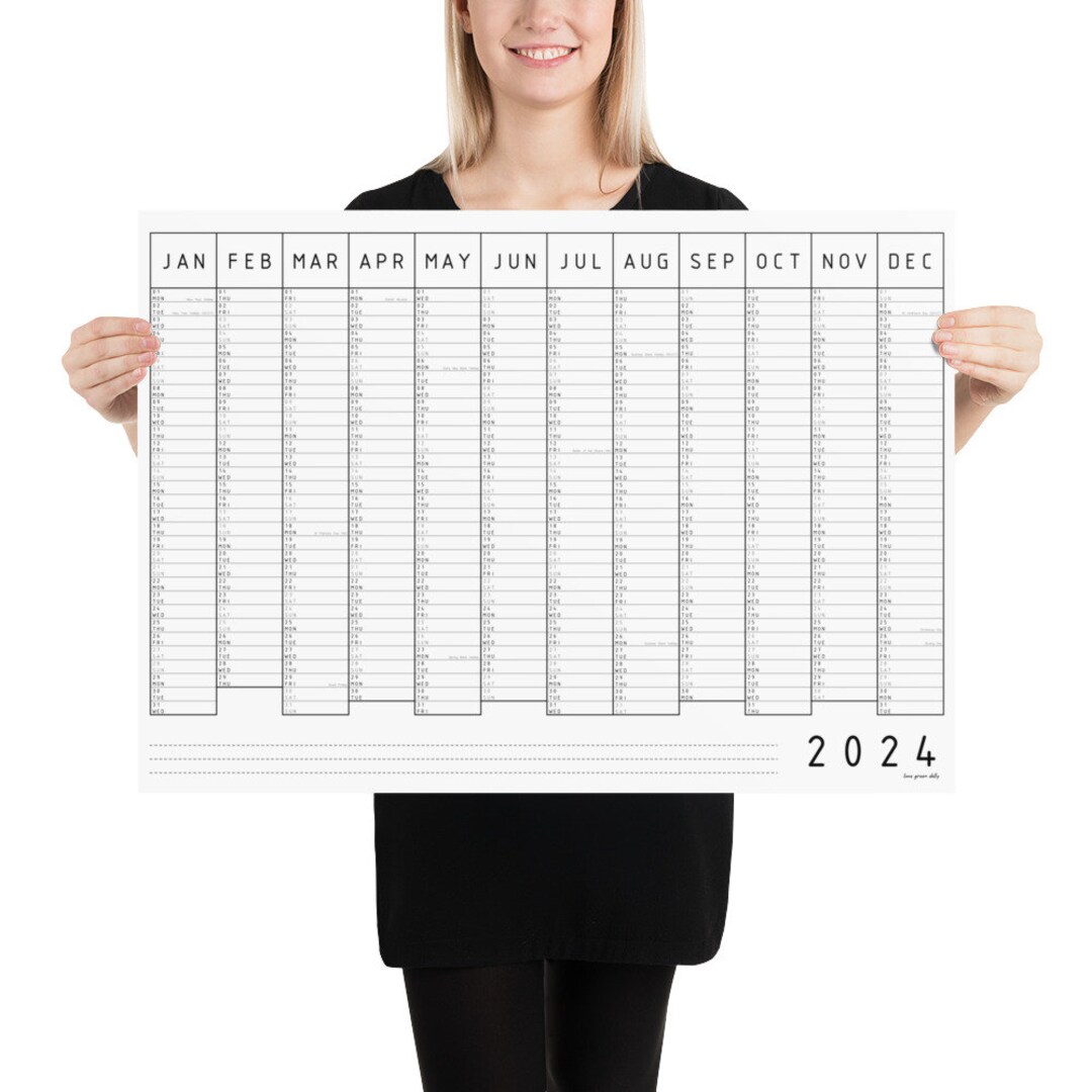 Monochome Minimal 2024 Wall Calendar, A1 Wall Planner, A2 Wall Planner ...