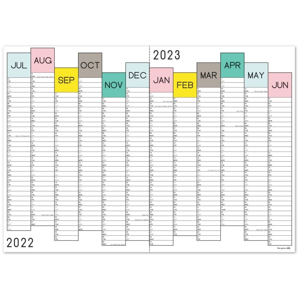 July 2022 to June 2023 Calendar - Etsy UK