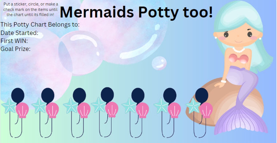 Mermaids Potty Chart Mermaids Potty Too Sea Shells and Mermaids Potty ...
