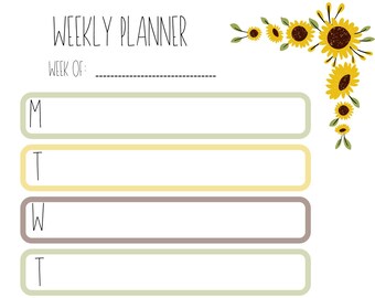 Sunflower Weekly Planner PDF - Etsy