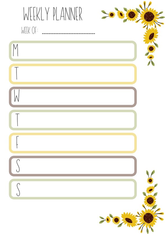Sunflower Weekly Planner - Etsy