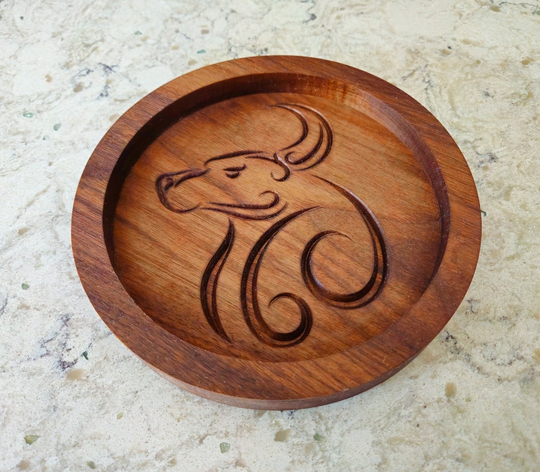 Taurus Engraved Walnut Wood Catch Tray, Valet - Crystals, Keys, Coins ...