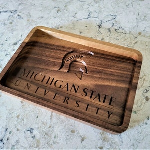 Michigan State University Engraved Walnut Wood Catch Tray, Valet - Keys ...